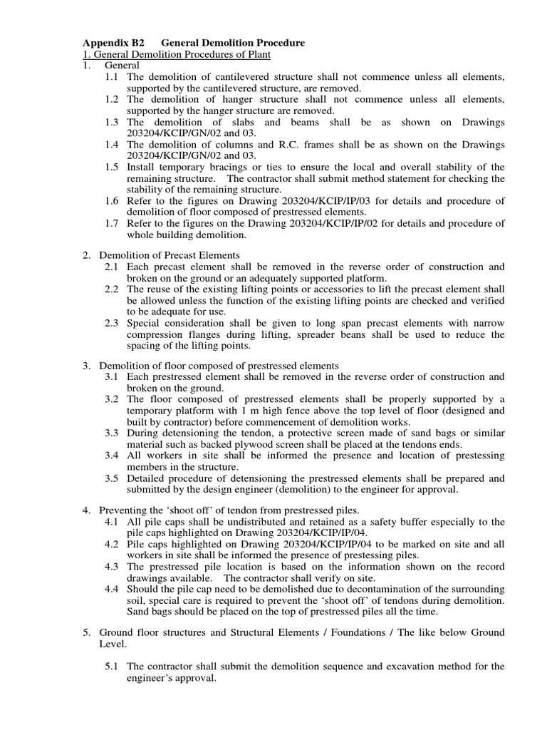 Appendix B2 General Demolition Procedure | Download Free PDF ...