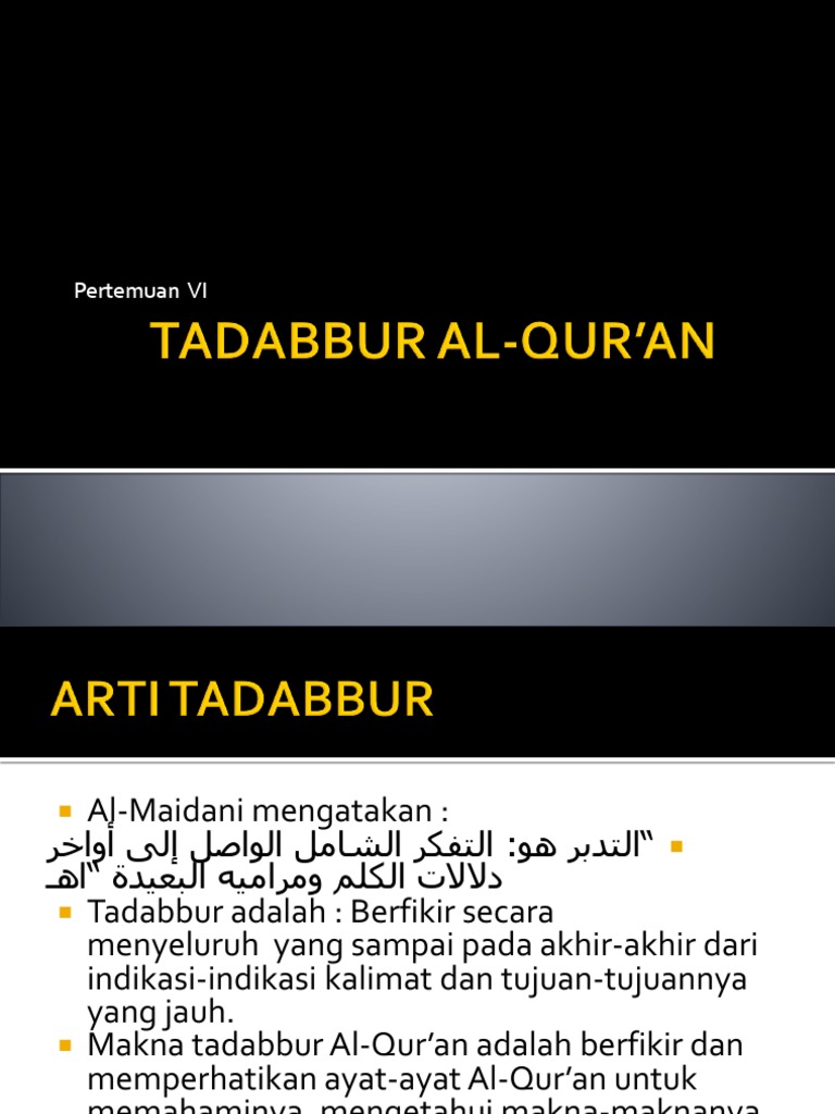 Memahami Tadabbur Al-Qur'an | PDF