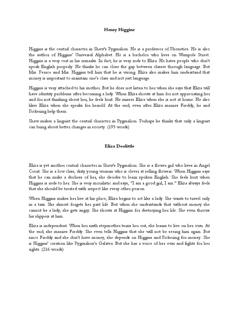 Henry Higgins and Eliza | PDF
