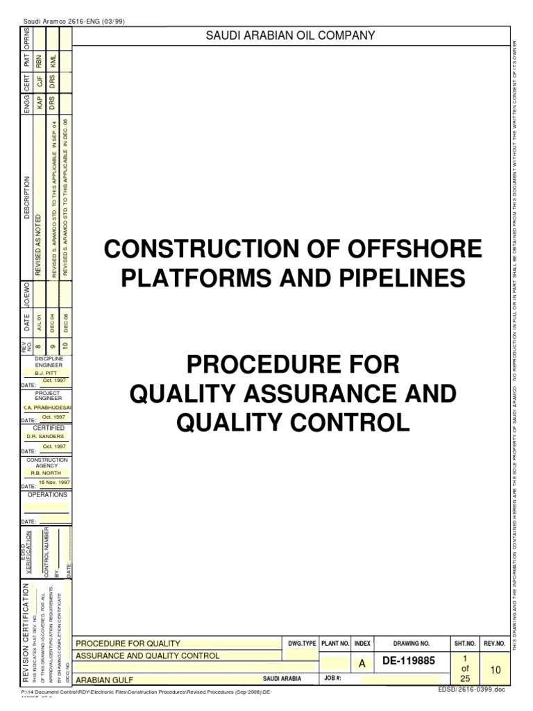 De 119885 QA QC Procedure | PDF | Specification (Technical Standard) | Quality Assurance