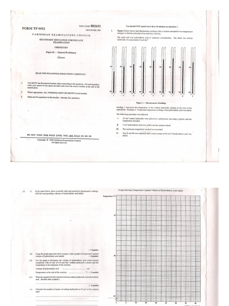 CXC Chemistry Paper2 1999 | PDF
