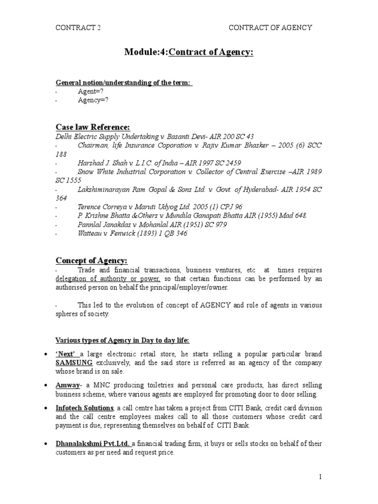 Contract of Agency | PDF | Law Of Agency | Guarantee