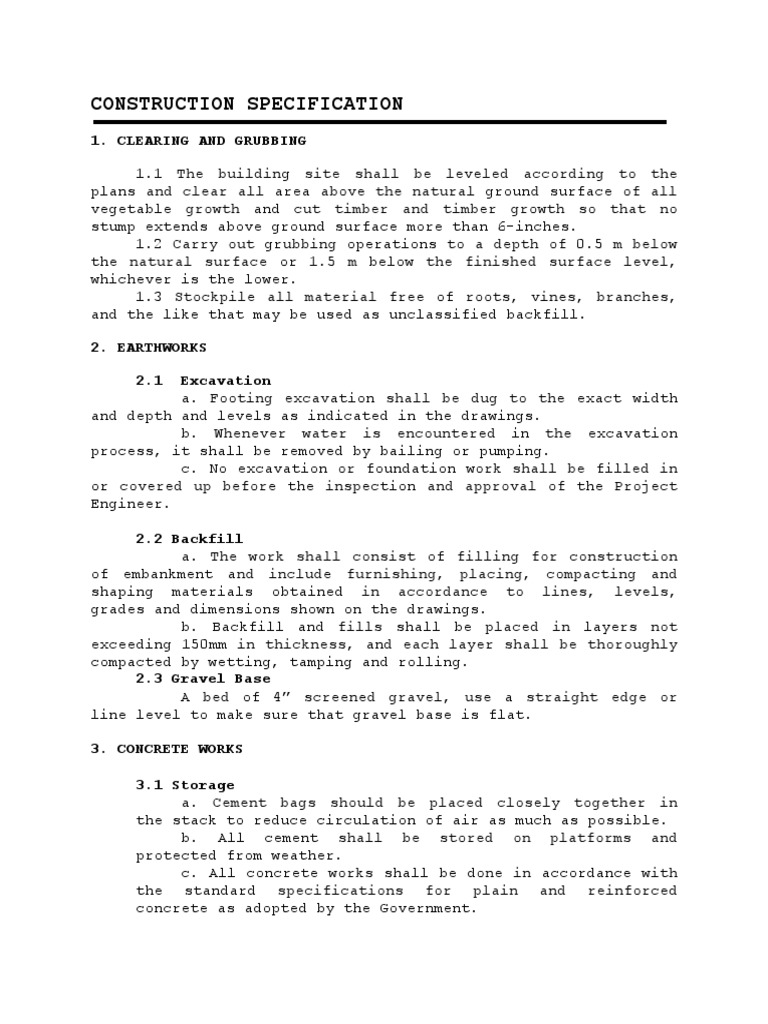 Construction Specifications Overview | PDF | Concrete | Plumbing