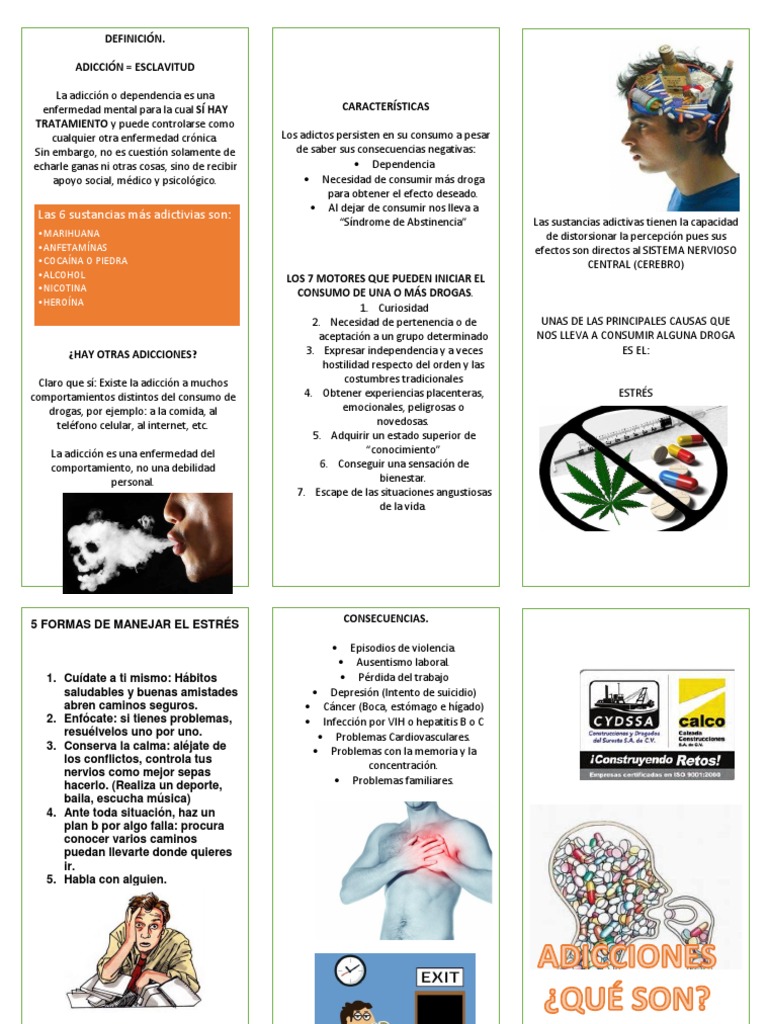 Triptico Adicciones | PDF | Drogas | Medicina Triptico Adicciones | PDF | Drogas | Medicina