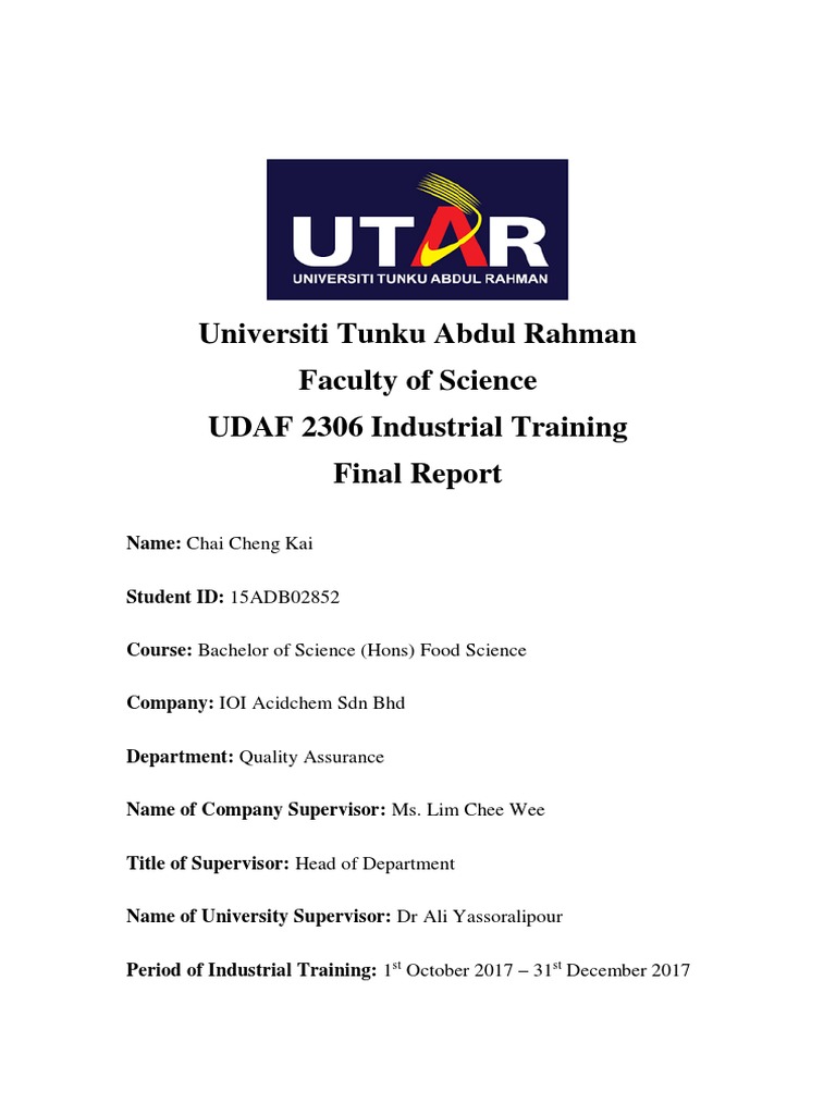 Industrial Training Final Report | PDF | Internal Audit | Audit