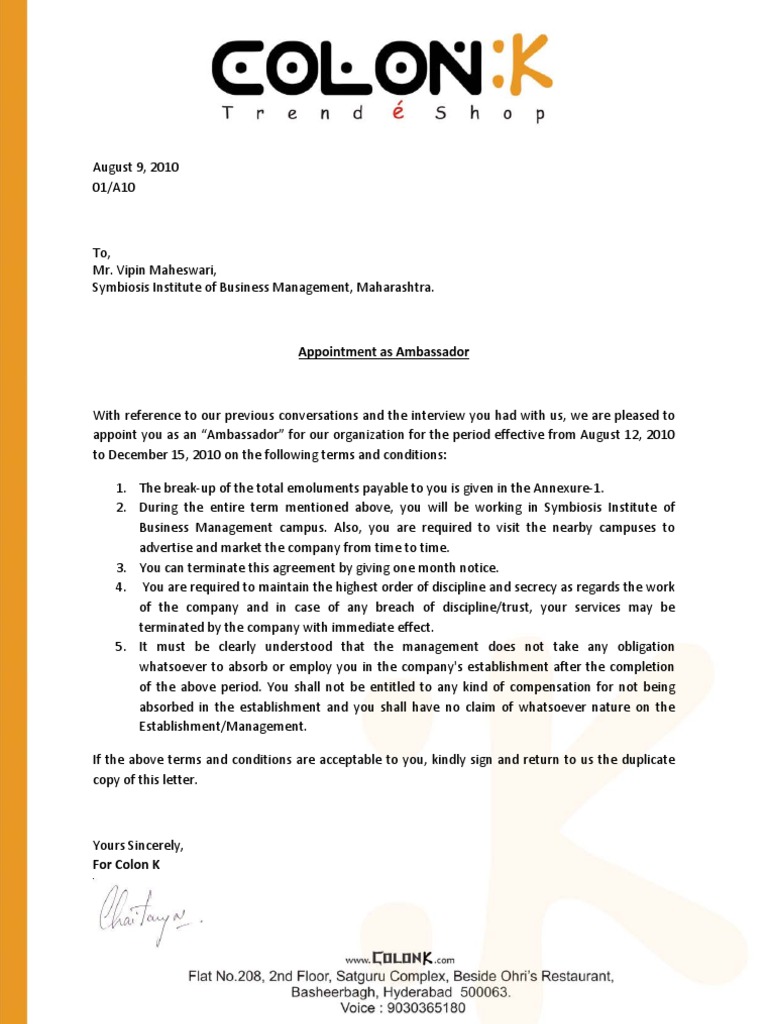 Appointment As Ambassador | PDF | Common Law | Business