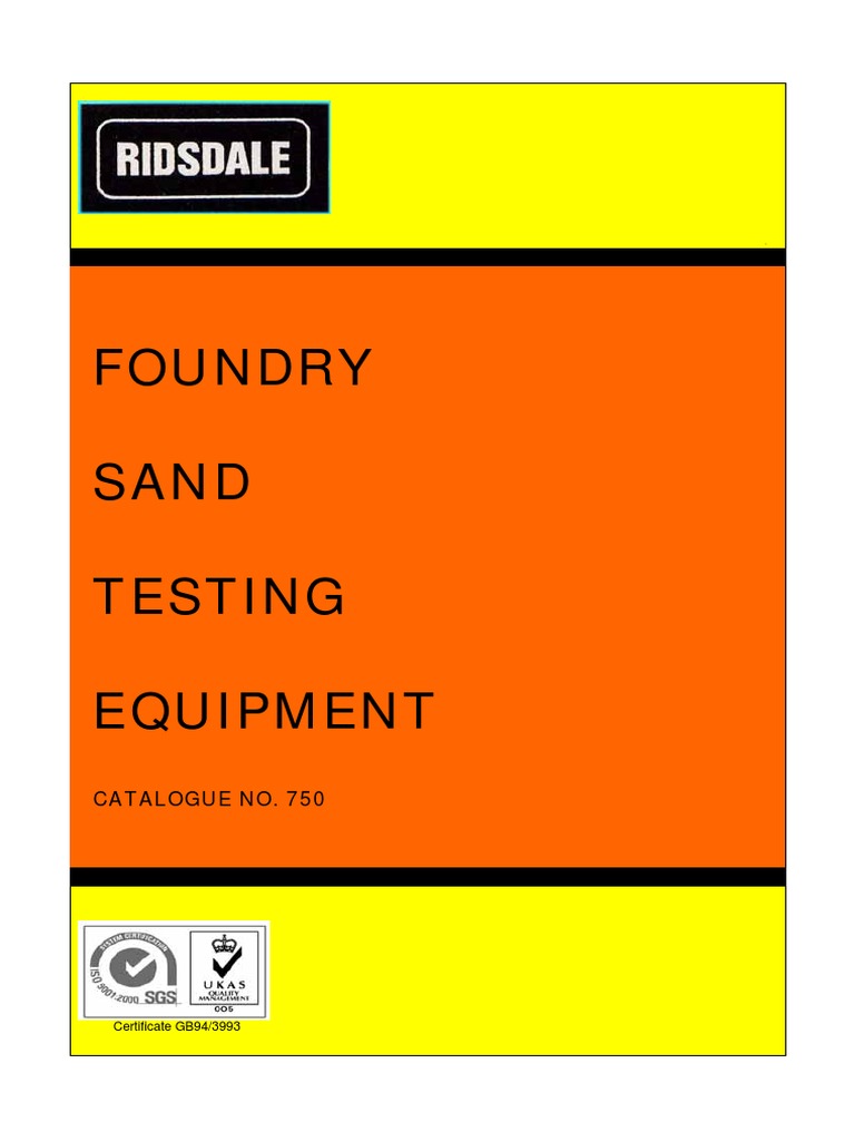 Foundry Sand Testing Equipment Catalogue | PDF | Ultimate Tensile ...