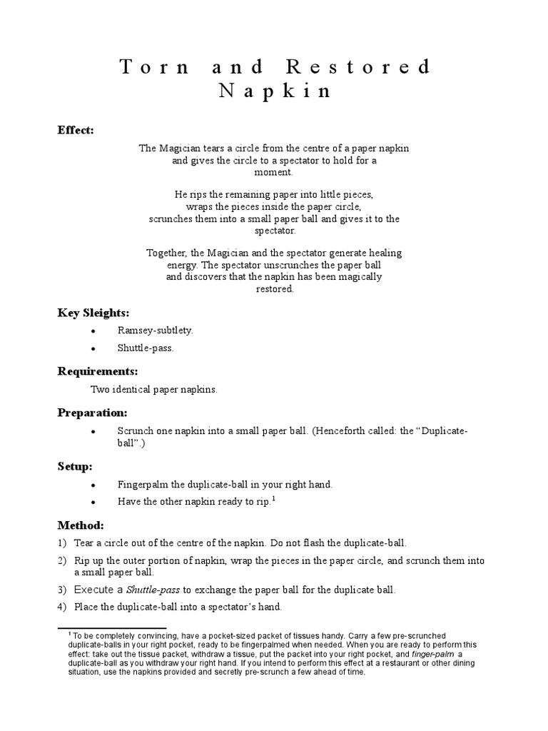 CH 04 - Torn and Restored Napkin | PDF | Leisure