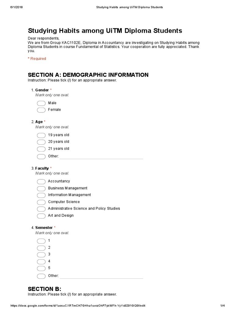 STA104 - Google Forms | PDF | Academic Degree | Test (Assessment)