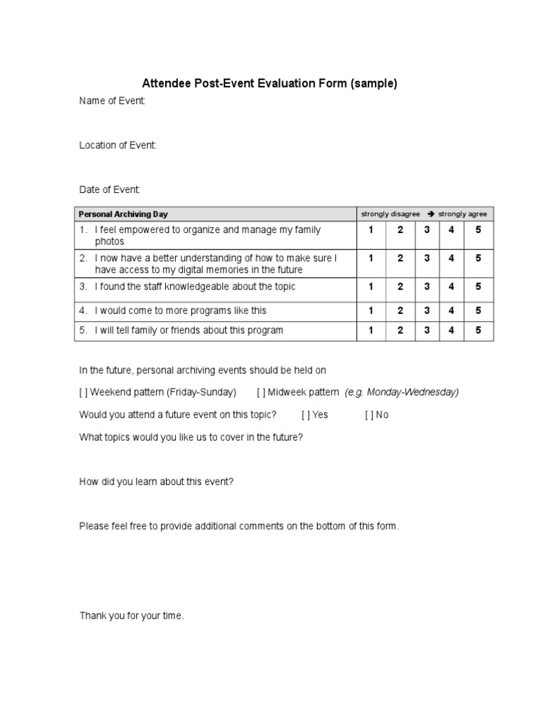 Attendee Post Event Evaluation Form | PDF