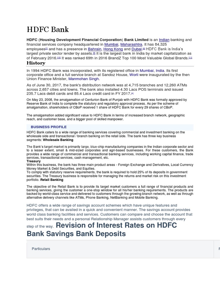 HDFC Bank: An Overview of Business Segments, Savings Account Types, and ...
