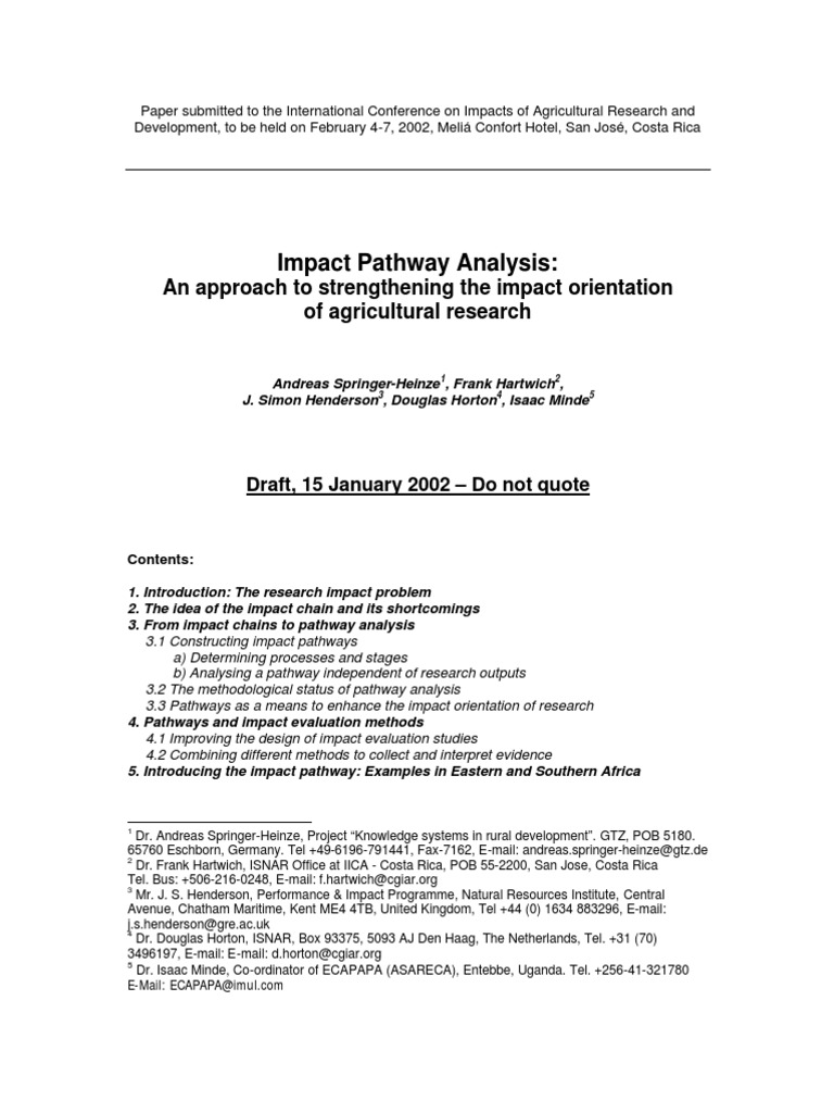 Impact Pathway Analysis in Agri R&D | PDF | Hypothesis | Conceptual Model