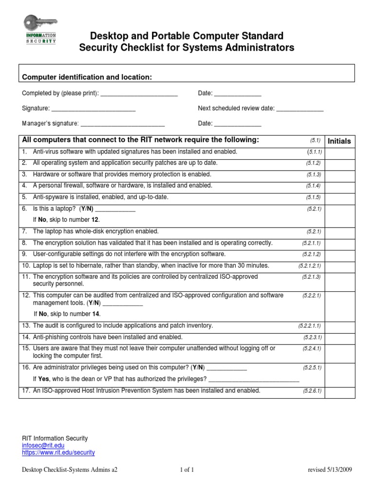 Desktop Checklist-Systems Admins - 1 | PDF | System Administrator ...