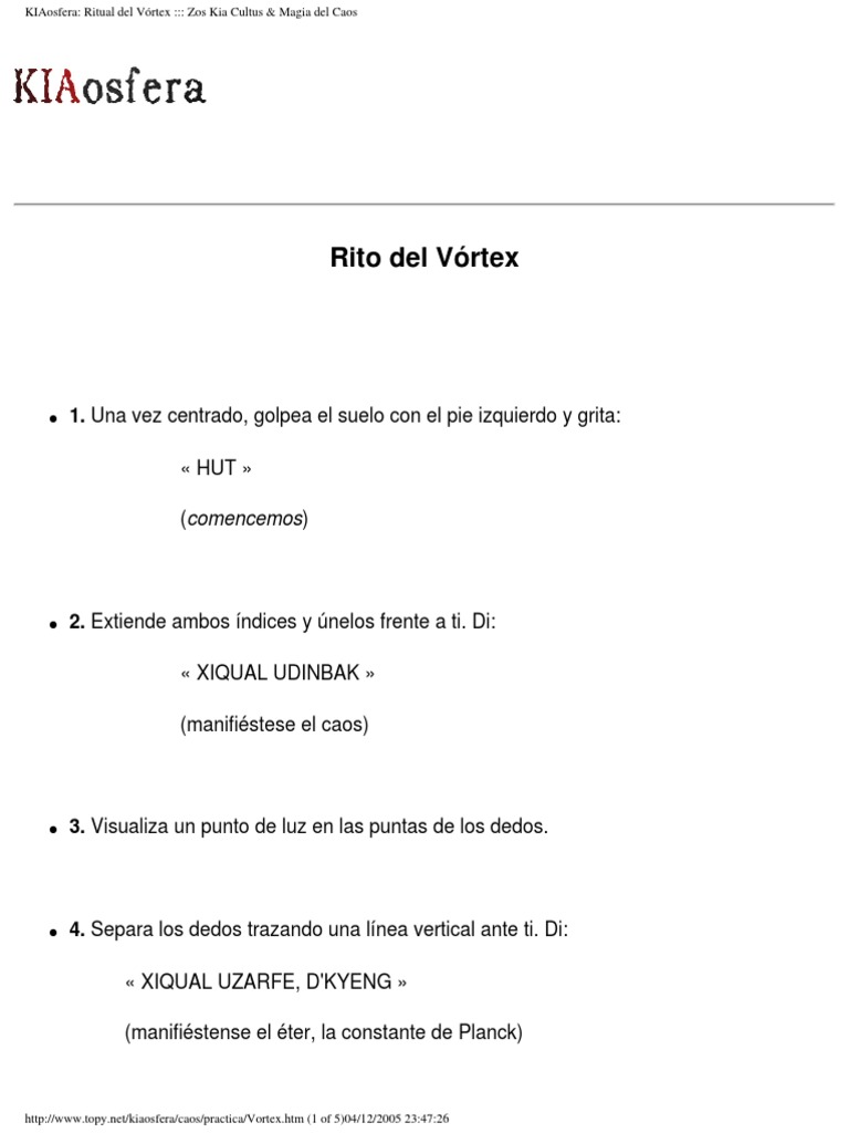 KIAosfera - Ritual Del Vórtex - Zos Kia Cultus & Magia Del Caos | PDF ...