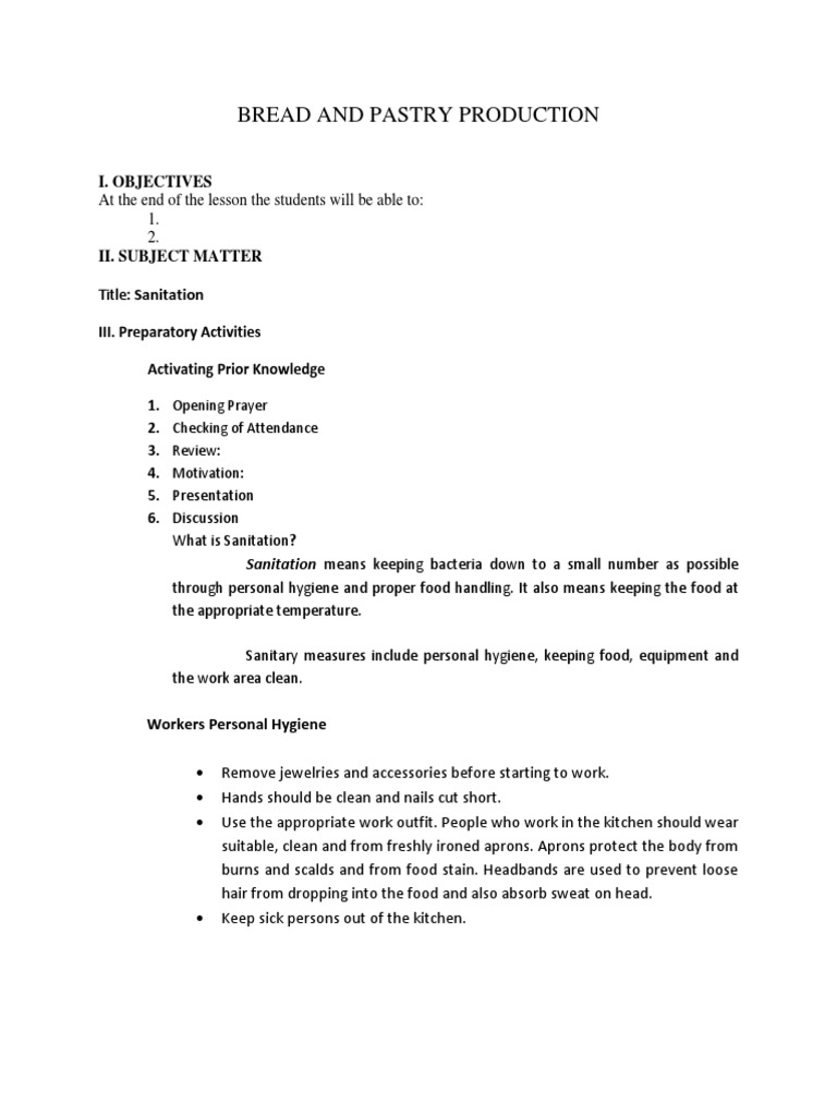 Lesson Plan in Sanitation | PDF