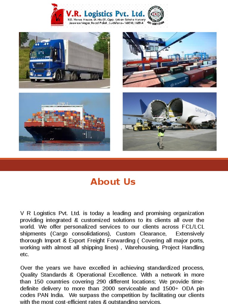 V R Logistics Profile PDF | PDF | Cargo | Logistics