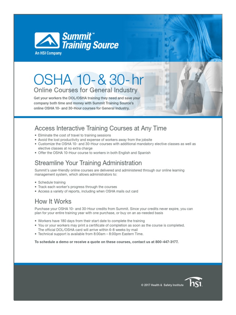 OSHA 10-30 Hour Course List-1 | Occupational Safety And Health ...