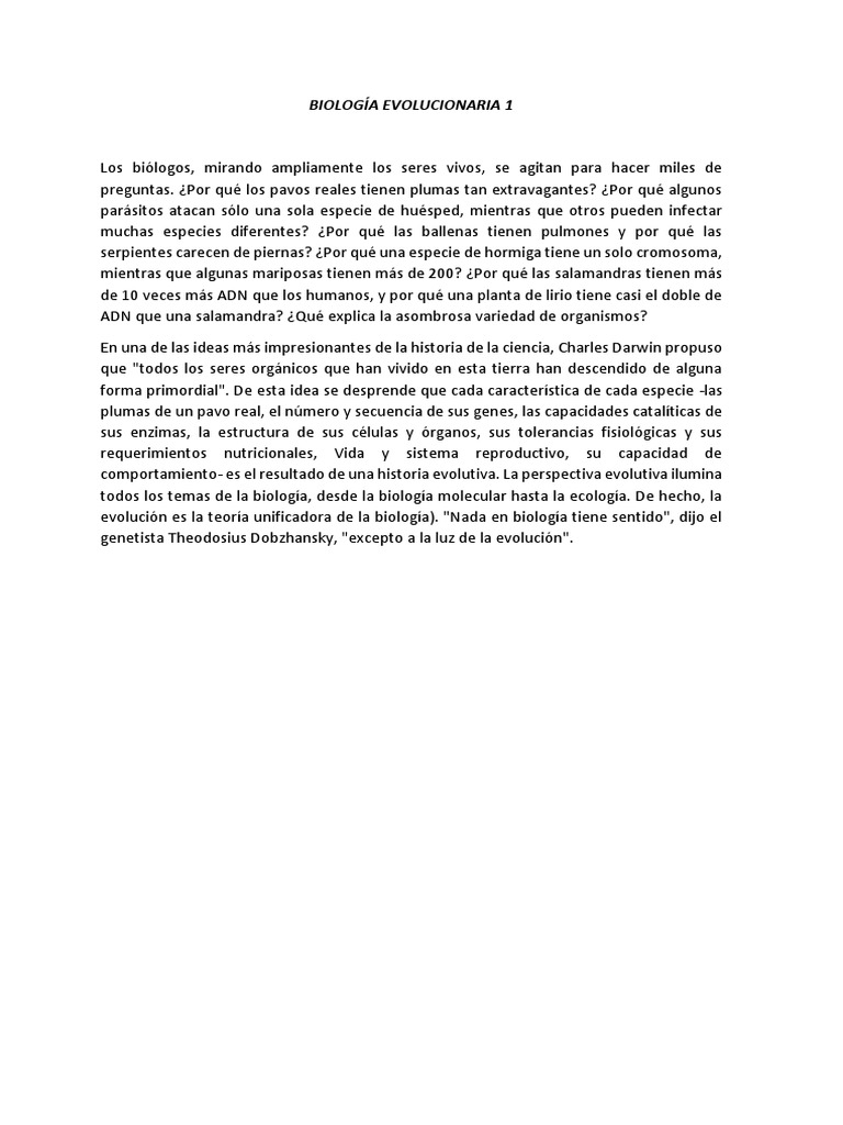 Parte 1 Futuyma | PDF | Charles Darwin | Evolución