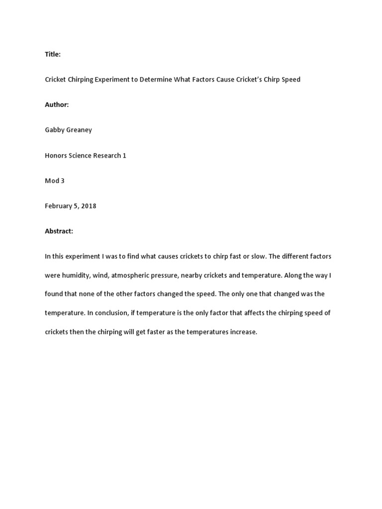 Temperature's Impact on Cricket Chirps | PDF | Wound | Experiment