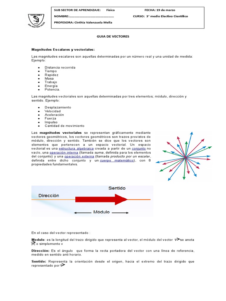 Guia De Vectores Pdf Vector Euclidiano Sustracción