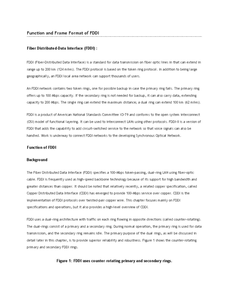 Function and Frame Format of FDDI: Fiber Distributed-Data Interface ...