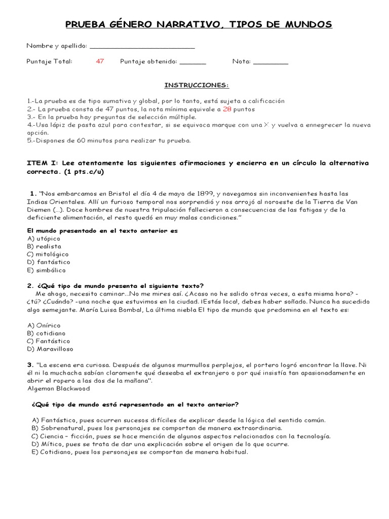 Prueba Genero Narrativo