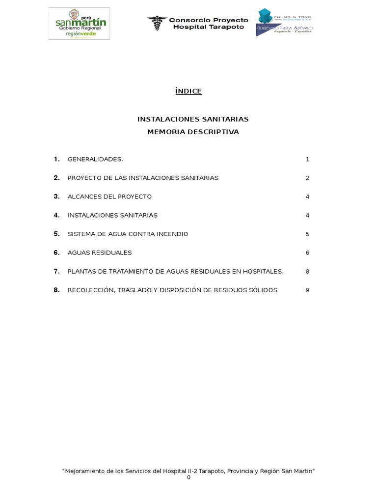 MD, MC - IISS y ACI - Hospital Tarapoto (Ultimo) | PDF | Riego | Residuos
