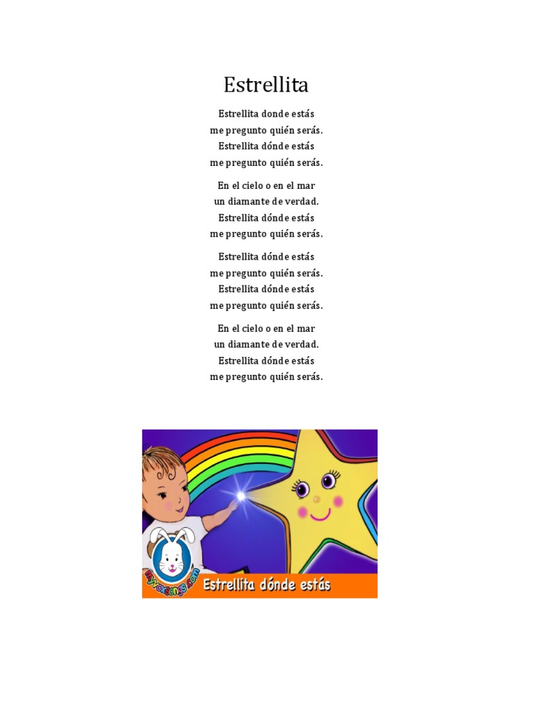 Estrellita Donde Estas Letra Estrellita Donde Estás, Ficha Para