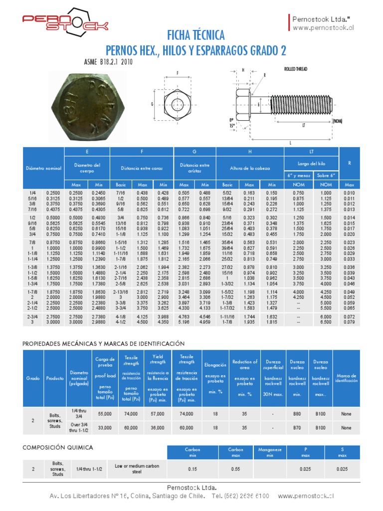 Pernos Grado 2 | PDF