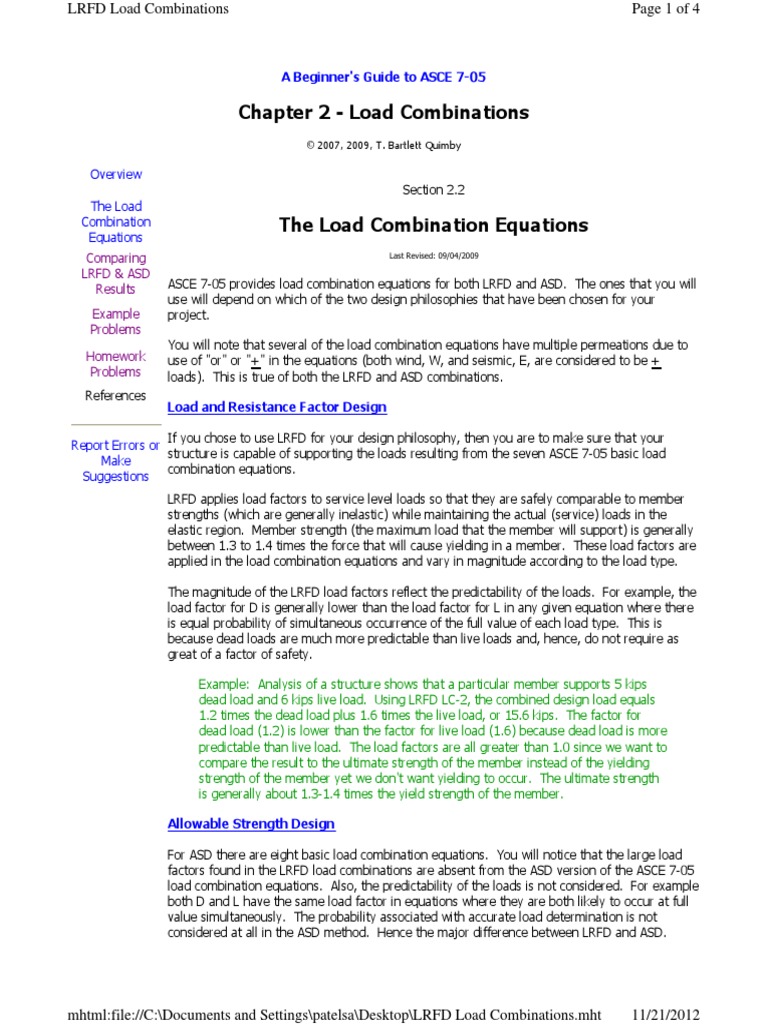 Load Combination - ASCE 7-05 | PDF | Structural Load | Moment Magnitude ...