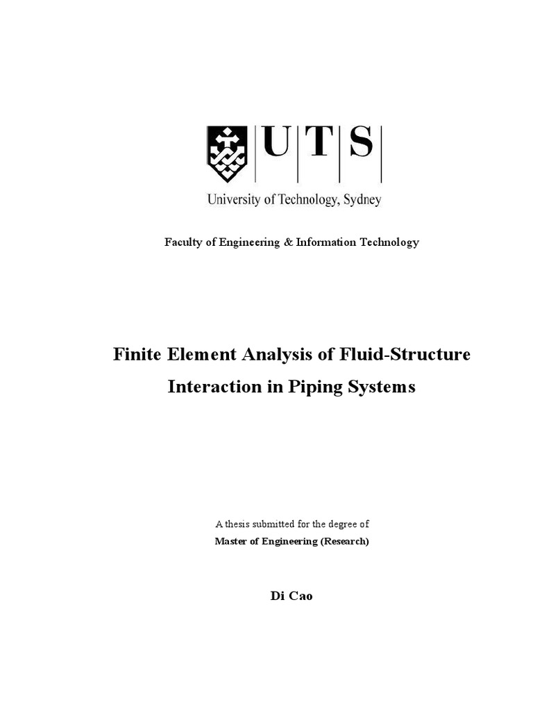 Finite Element Analysis of Fluid-Structure Interaction in Piping ...