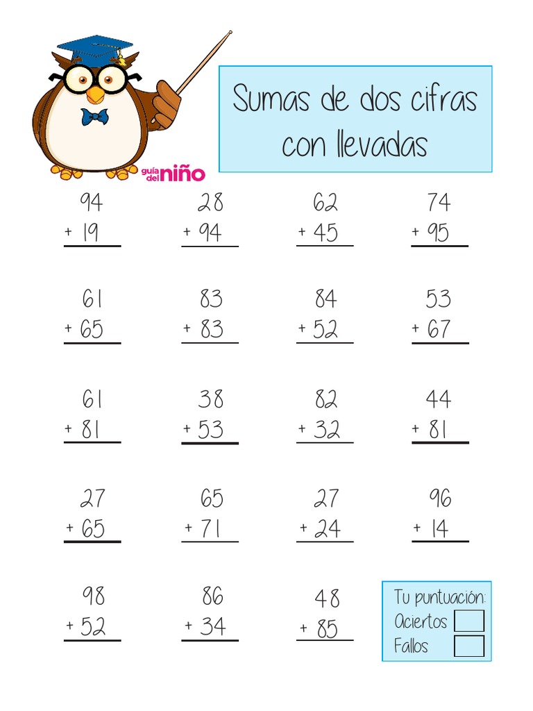GUIADELNINO Sumas de Dos Cifras Con Llevada 01 PDF | PDF