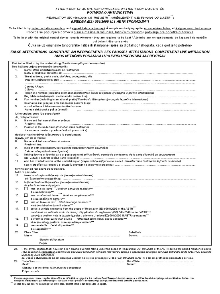 Potvrda o Osustvovanju Vozaca | PDF