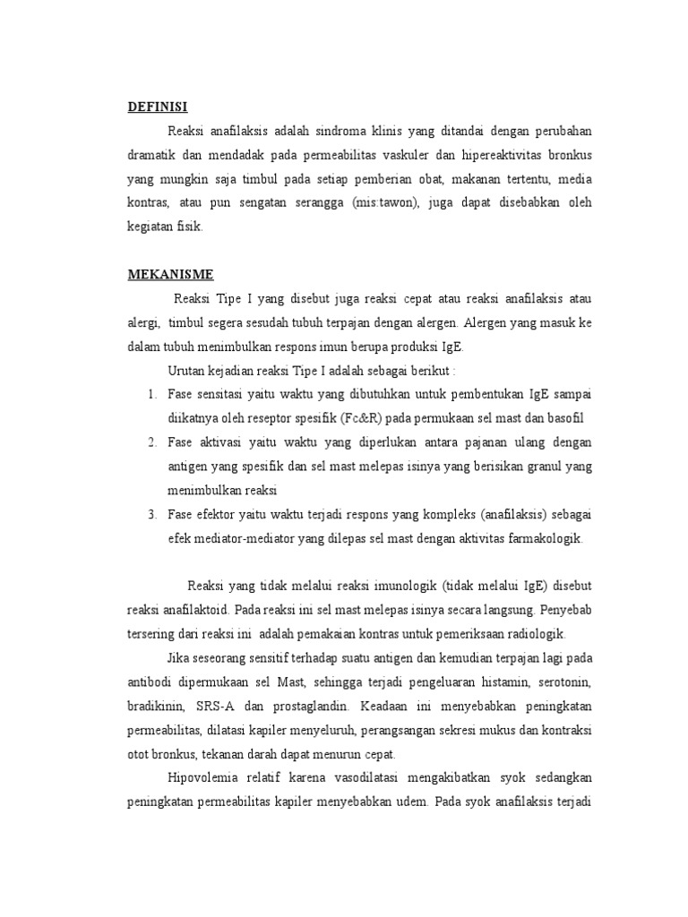 Panduan Lengkap Anafilaksis: Gejala & Penanganan | PDF | Kesehatan ...