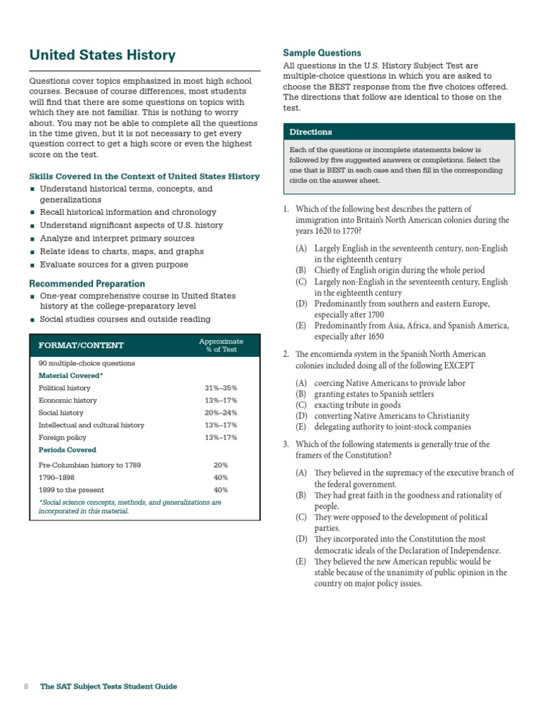 2017-18 SAT History | PDF | The United States | Question