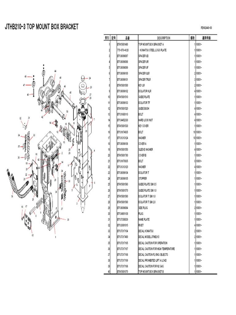 JTHB210-3 Breaker Parts Overview | PDF