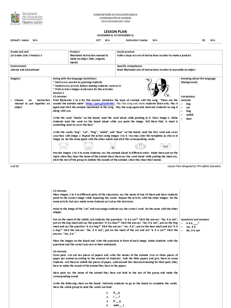 1st Grade Unit 2 Product A | PDF | Lesson Plan | Question