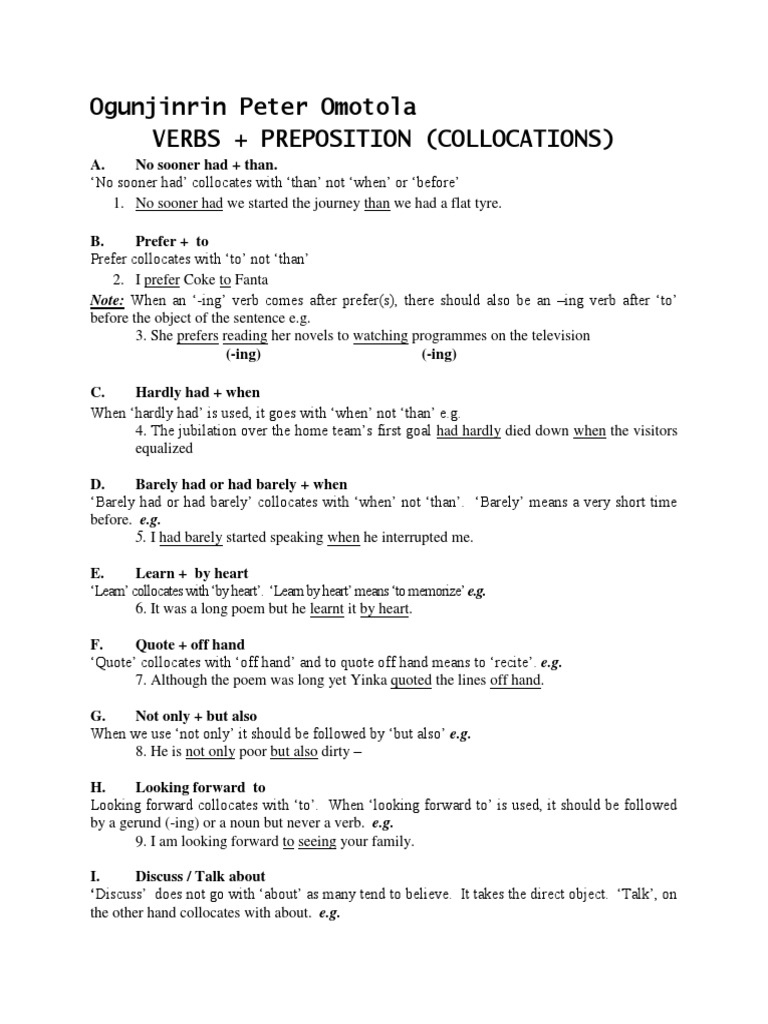 Ogunjinrin Peter Omotola Verbs + Preposition (Collocations) : 5. I Had ...