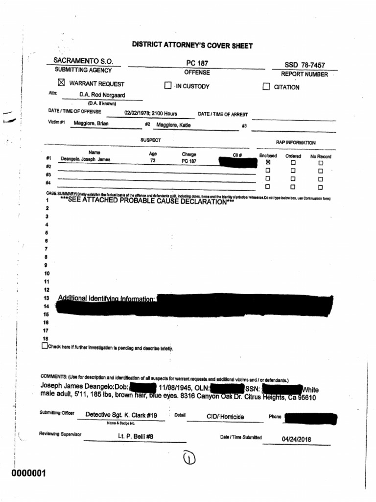 P V DeAngelo Redacted Arrest Warrant (Final) | PDF