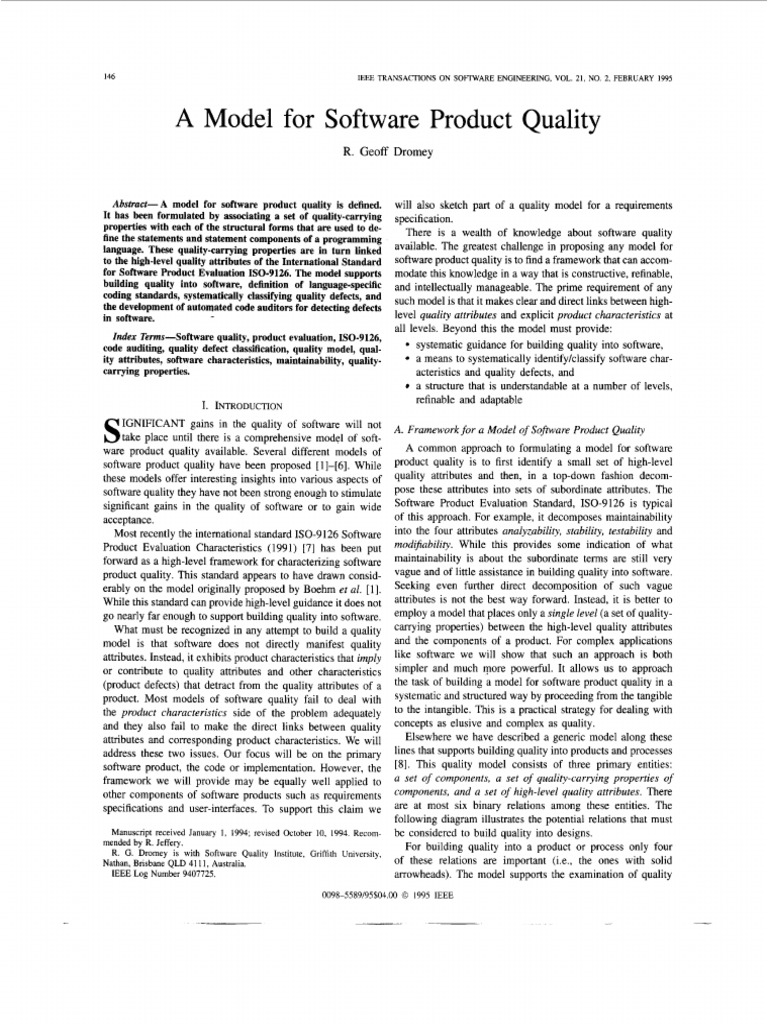 Model For Software Product Quality: R. Geoff Dromey | PDF | Control ...