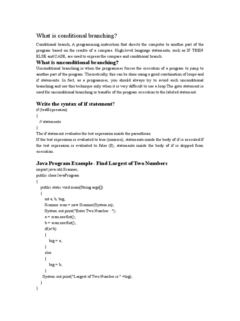 What Is Unconditional Branching? | Download Free PDF | Control Flow ...