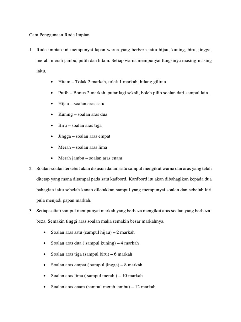 Cara Penggunaan Roda Impian | PDF