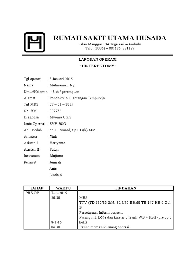 Lap. SVH BSO (Mutmainah, Ny) | PDF