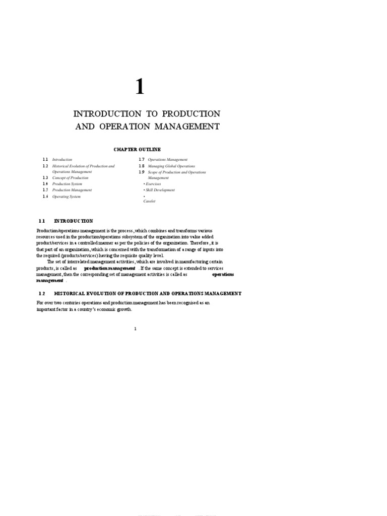 Introduction To Production and Operation Management: Chapter Outline ...