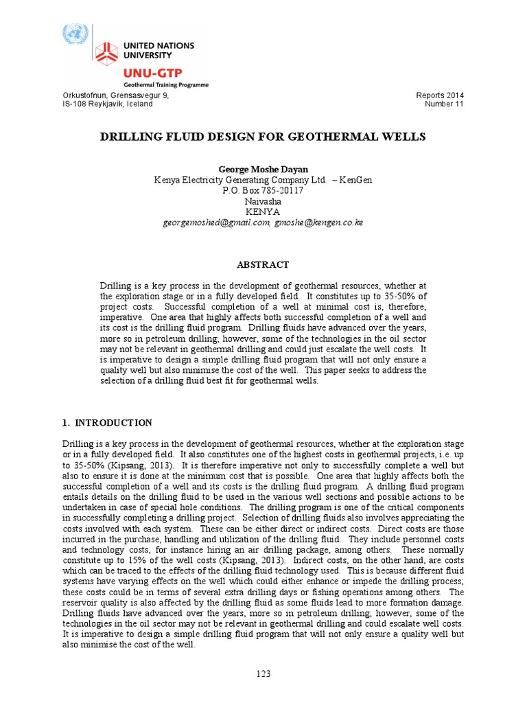 Geothermal Drilling Fluid Design Guide | PDF | Oil Well | Viscosity