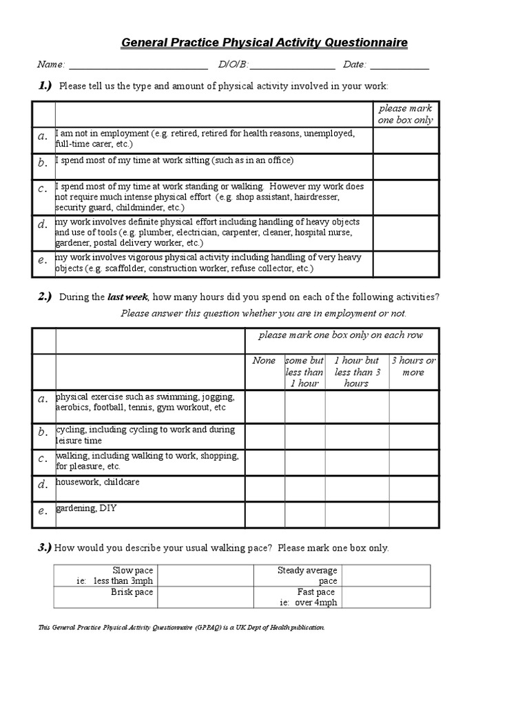General Practice Physical Activity Questionnaire | PDF | Physical Exercise | Business