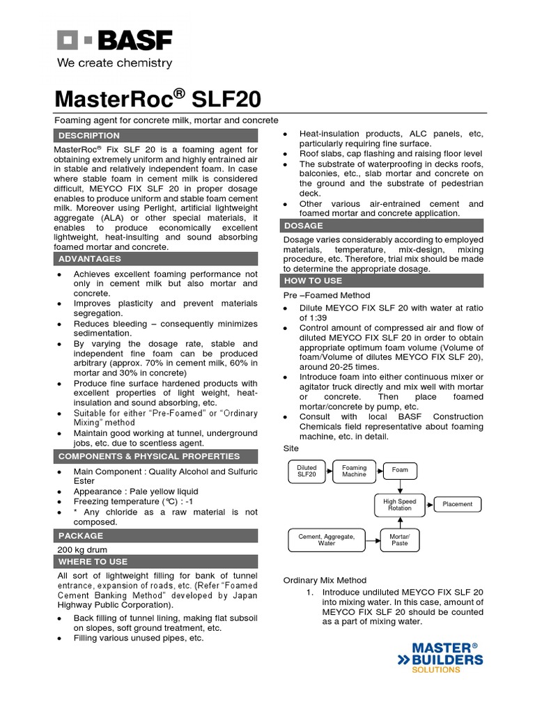 Master Roc SLF20 | PDF | Foam | Concrete