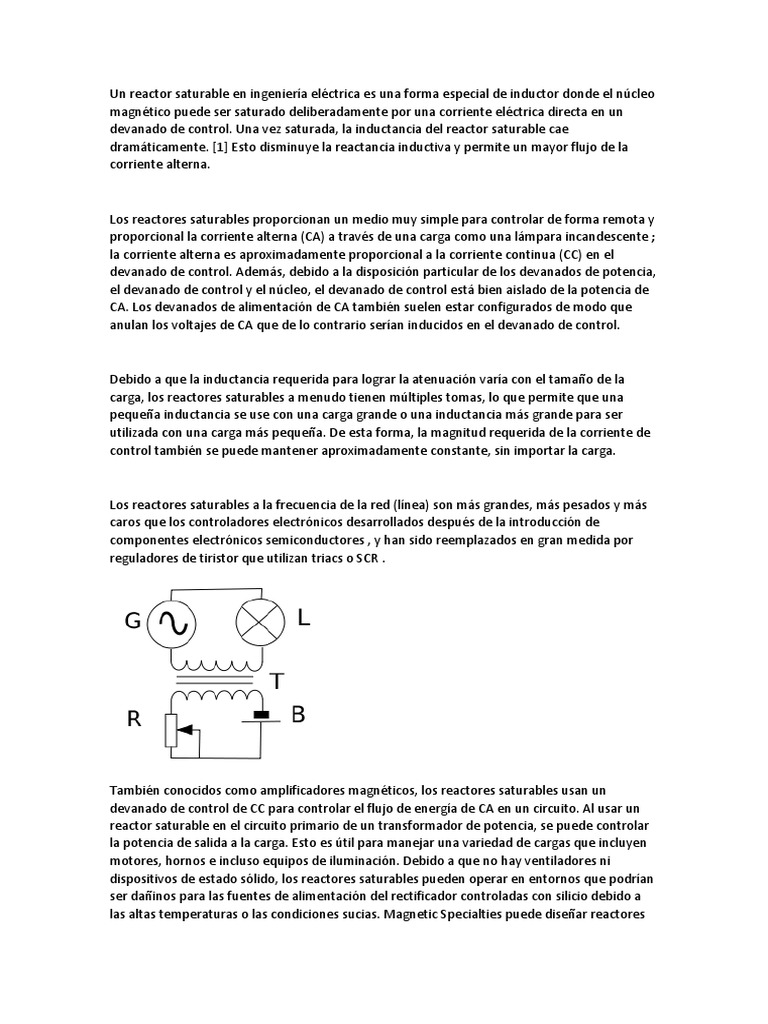 Un Reactor Saturable en Ingeniería Eléctrica Es Una Forma Especial de ...