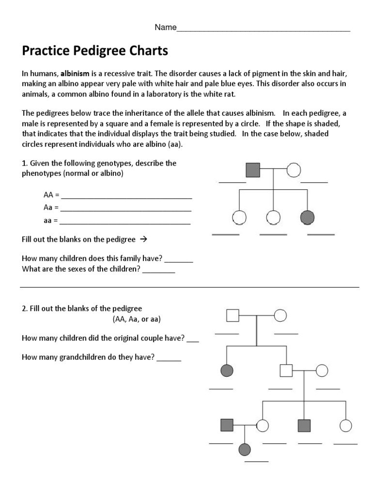 Albinism Pedigree Chart