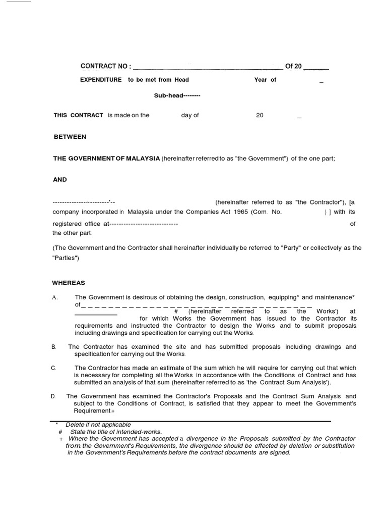 07 Syarat-Syarat Kontrak PWD Form DB | PDF | General Contractor ...